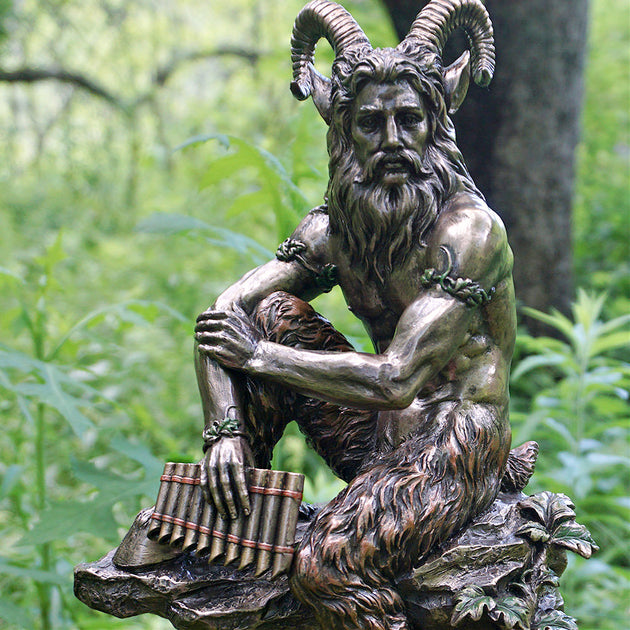 Large Bronze Pan Statue 30.5cm | Alaria Crystals